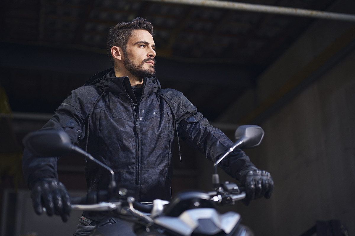Sweep Tyron waterproof mc jacket, black/camo - Motorbike equipment from ...